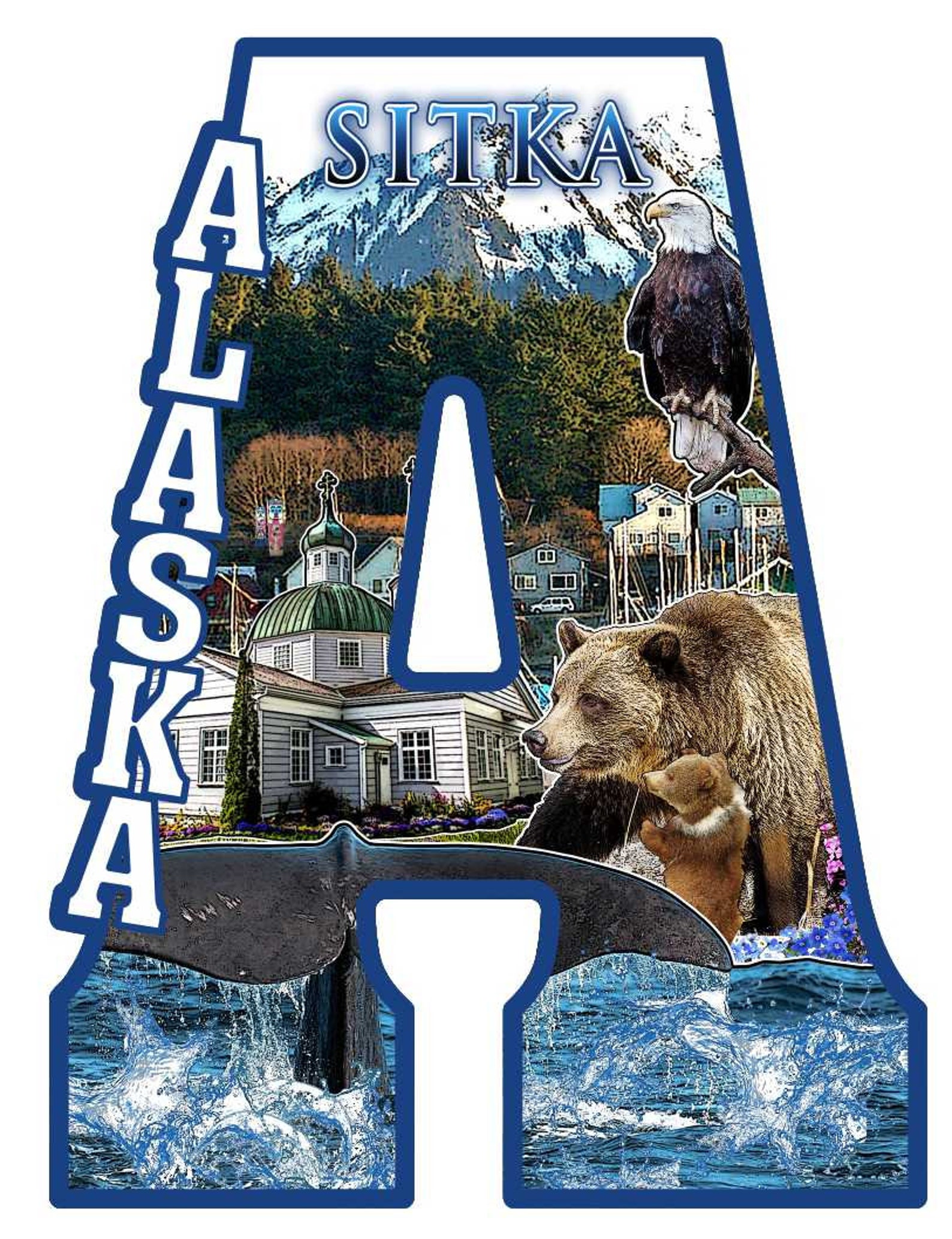 Sitka Alaska Capital A Collage Design Fridge Magnet - Etsy