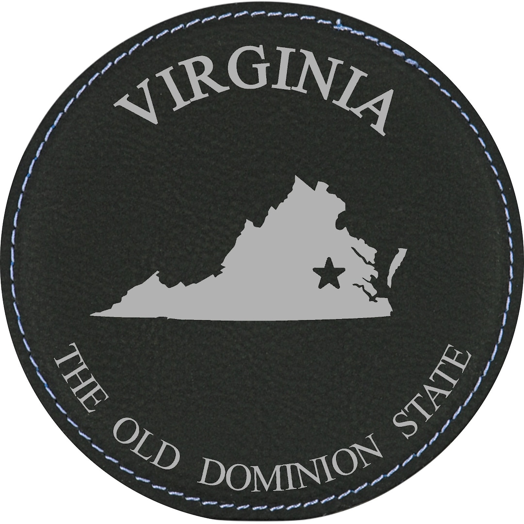 Virginia State Outline With Motto 4" Round Leather 6-coaster Set With ...