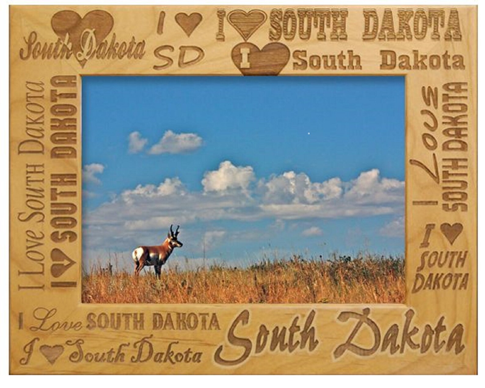I Love South Dakota Laser Engraved Wood Picture Frame | Etsy