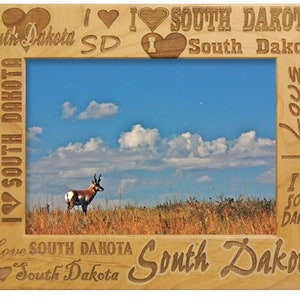 I Love South Dakota Laser Engraved Wood Picture Frame | Etsy