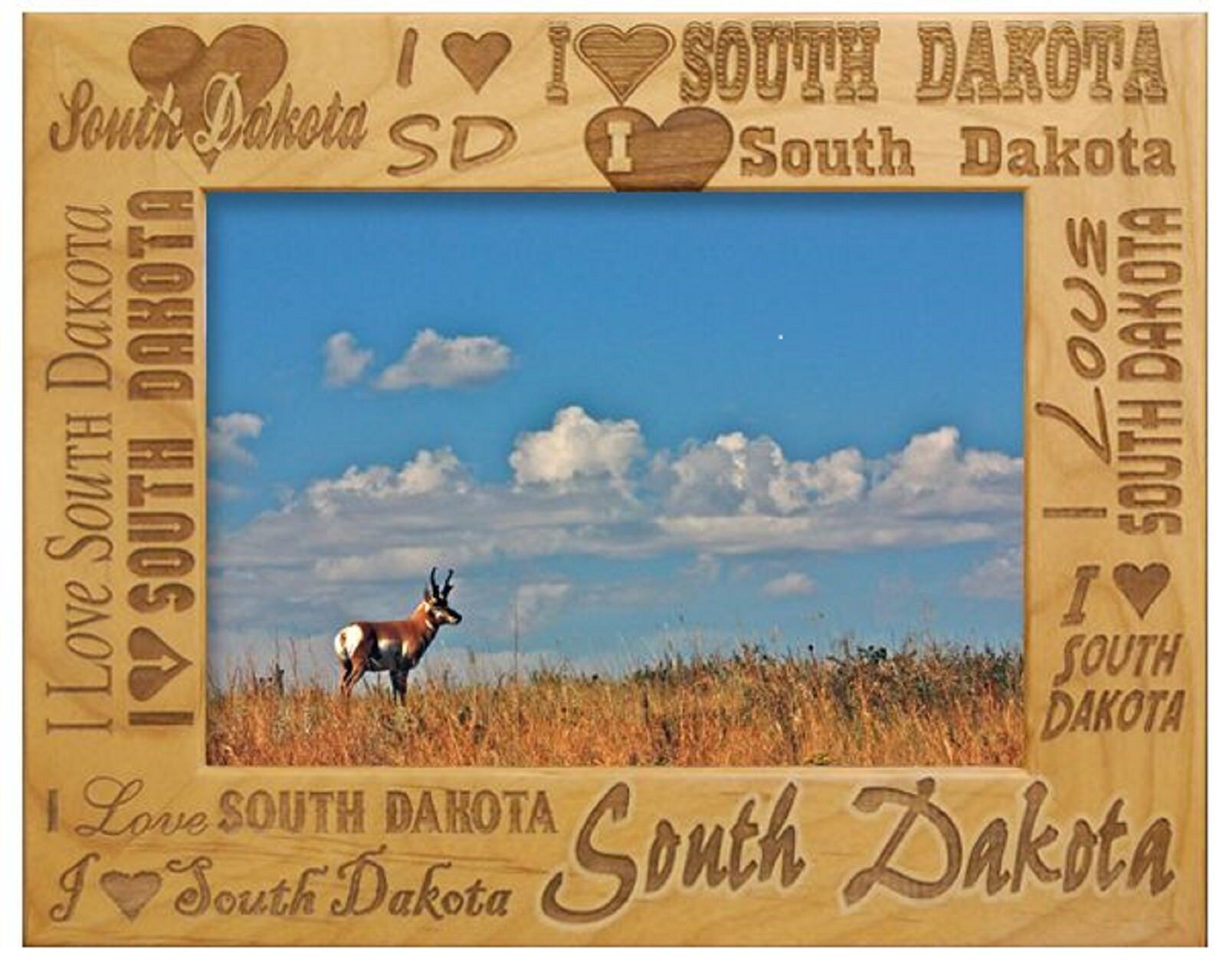 I Love South Dakota Laser Engraved Wood Picture Frame | Etsy