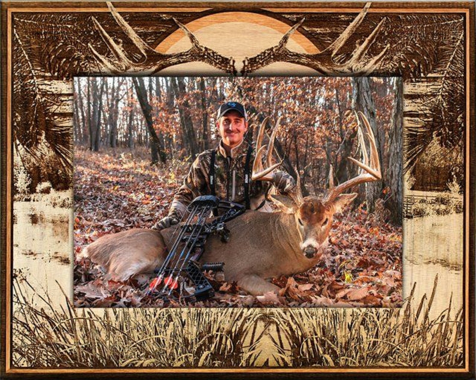 Big Buck Hunting Laser Engraved Wood Picture Frame - Etsy