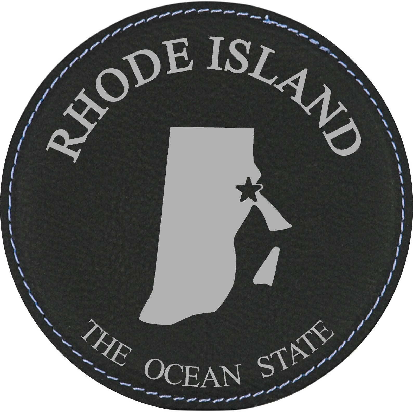 Rhode Island State Outline With Motto 4" Round Leather 6-coaster Set ...