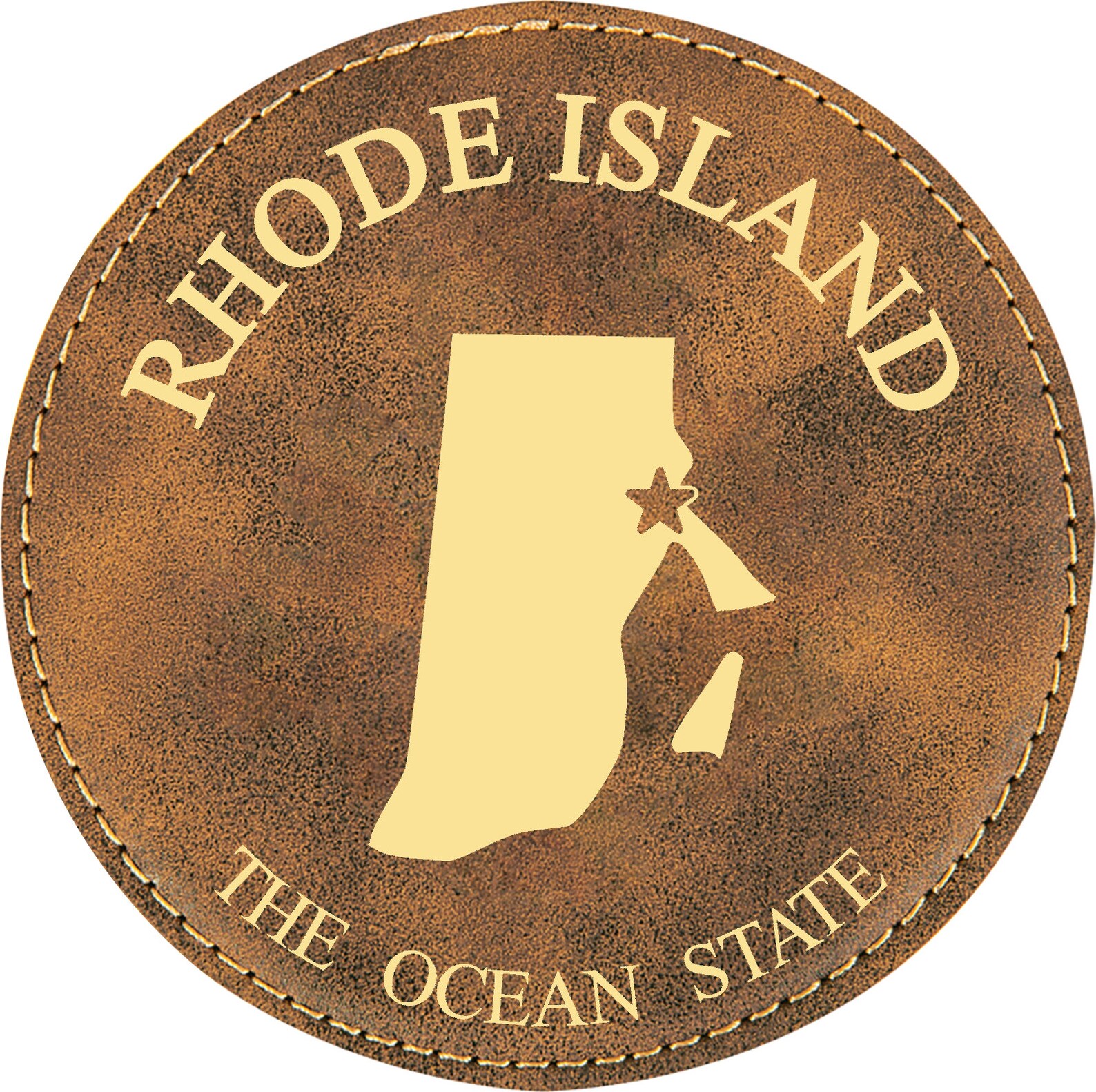 Rhode Island State Outline With Motto 4" Round Leather 6-coaster Set ...