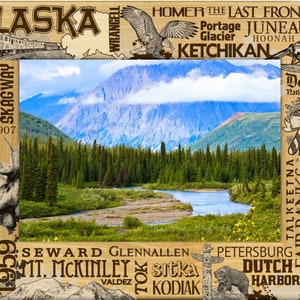 Alaska Montage Laser Engraved Wood Picture Frame - Etsy