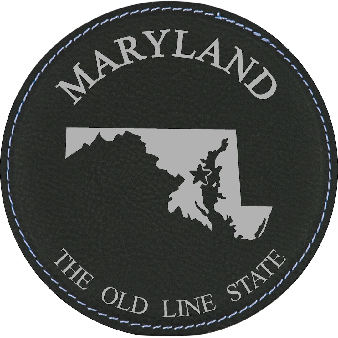Maryland State Outline With Motto 4" Round Leather 6-coaster Set With ...