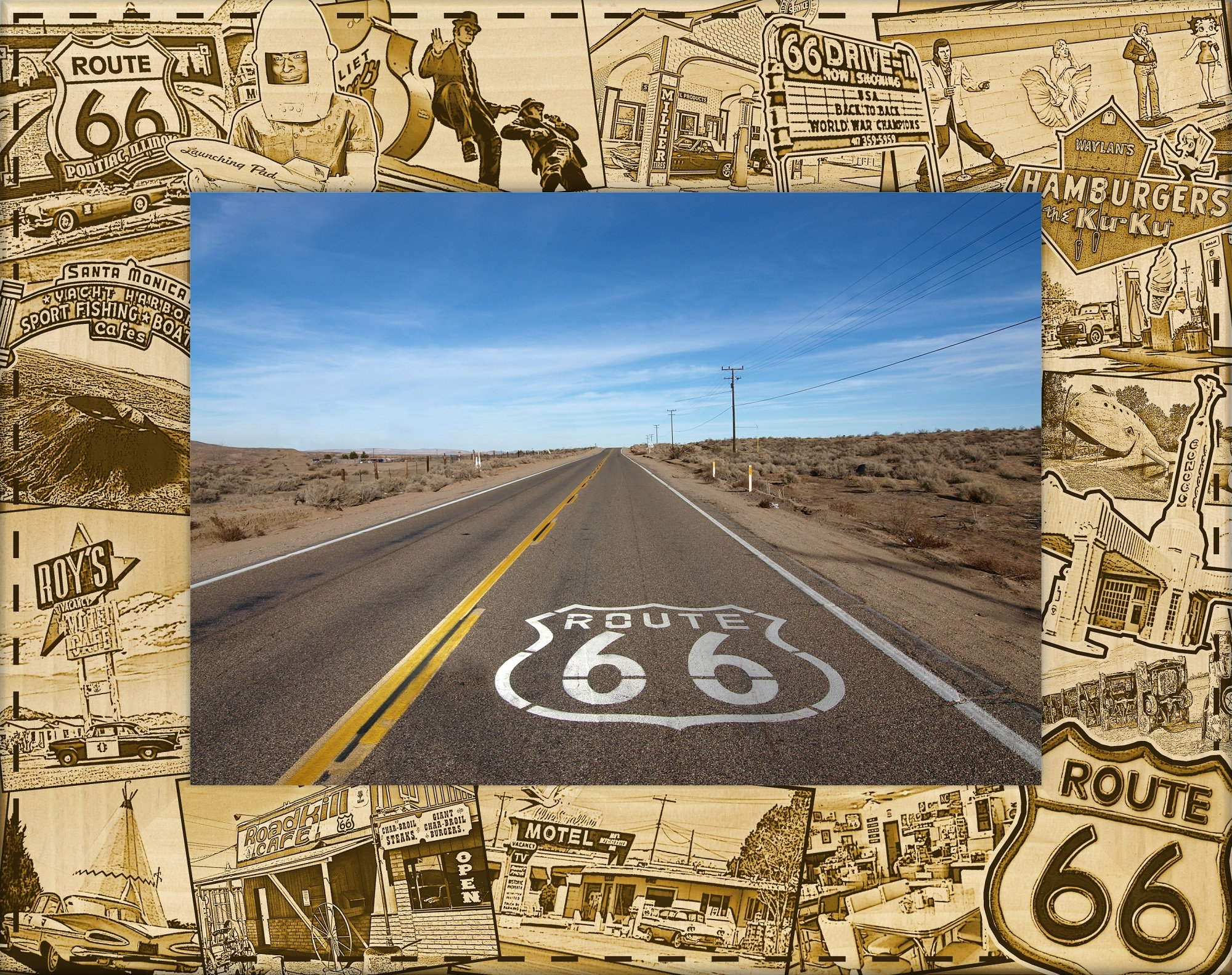 Route 66 Laser Engraved Wood Picture Frame - Etsy