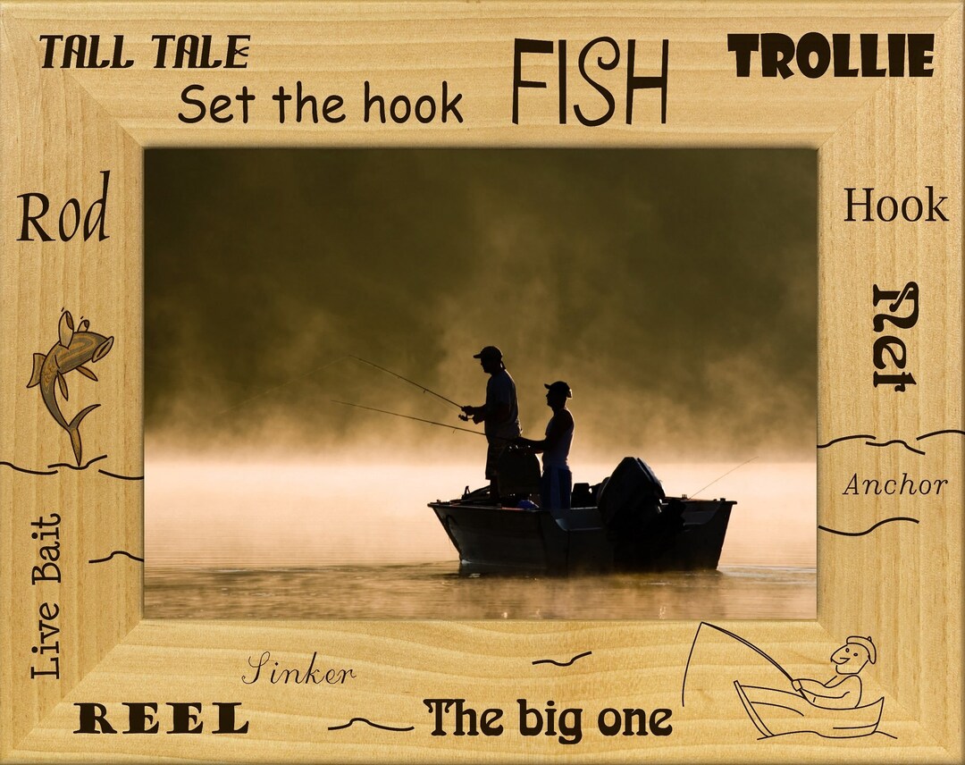 Fishing Words Laser Engraved Wood Picture Frame - Etsy