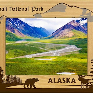 Denali National Park With Bear Laser Engraved Wood Picture Frame - Etsy