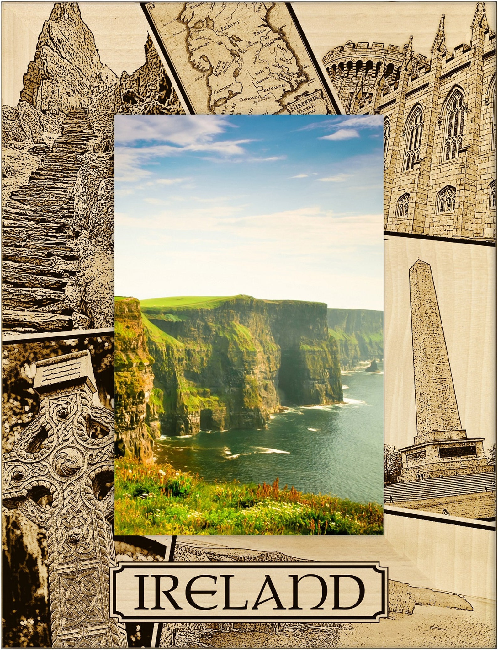 Ireland Laser Engraved Wood Picture Frame - Etsy