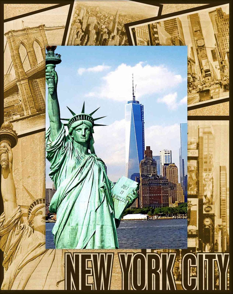 New York City Collage Laser Engraved Wood Picture Frame - Etsy