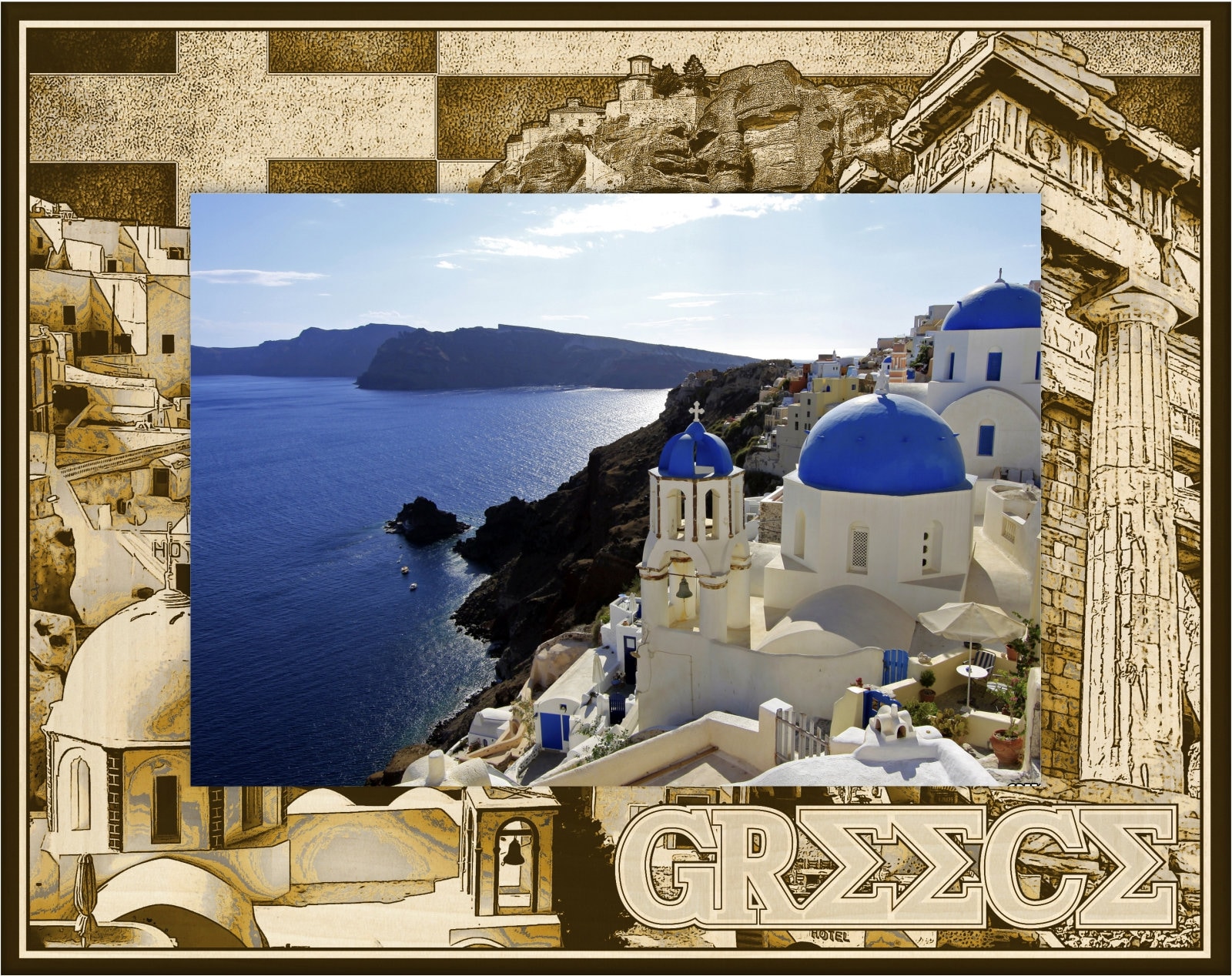 Greece Laser Engraved Wood Picture Frame - Etsy