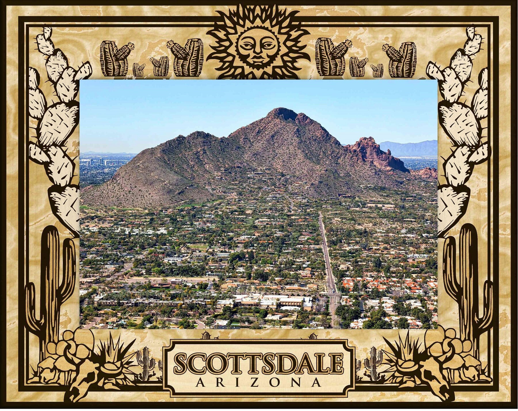 Scottsdale Arizona Laser Engraved Wood Picture Frame - Etsy