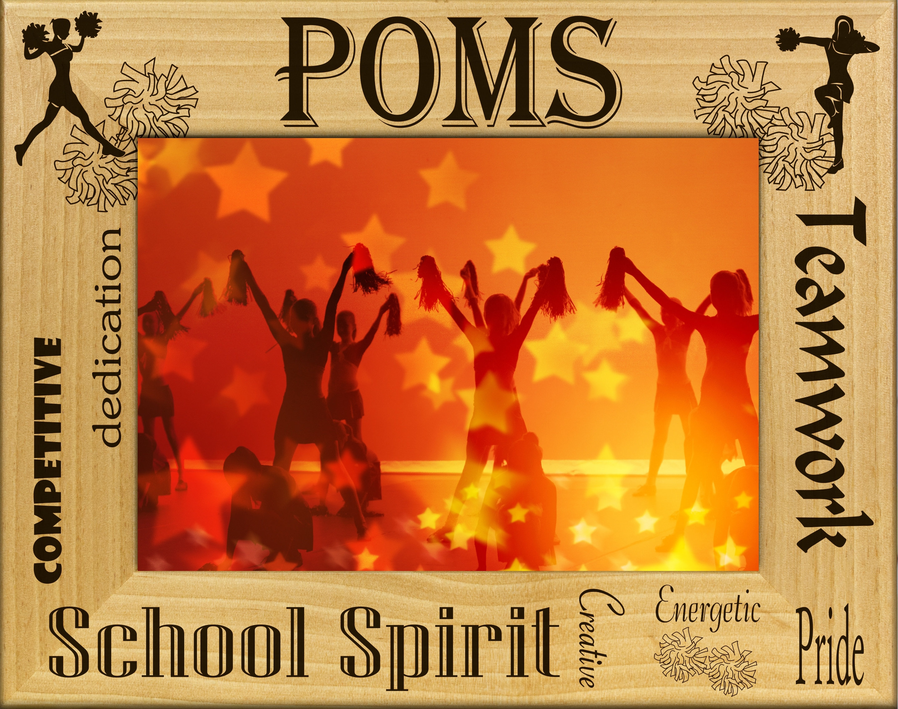 Pom Poms School Spirit Laser Engraved Wood Picture Frame - Etsy