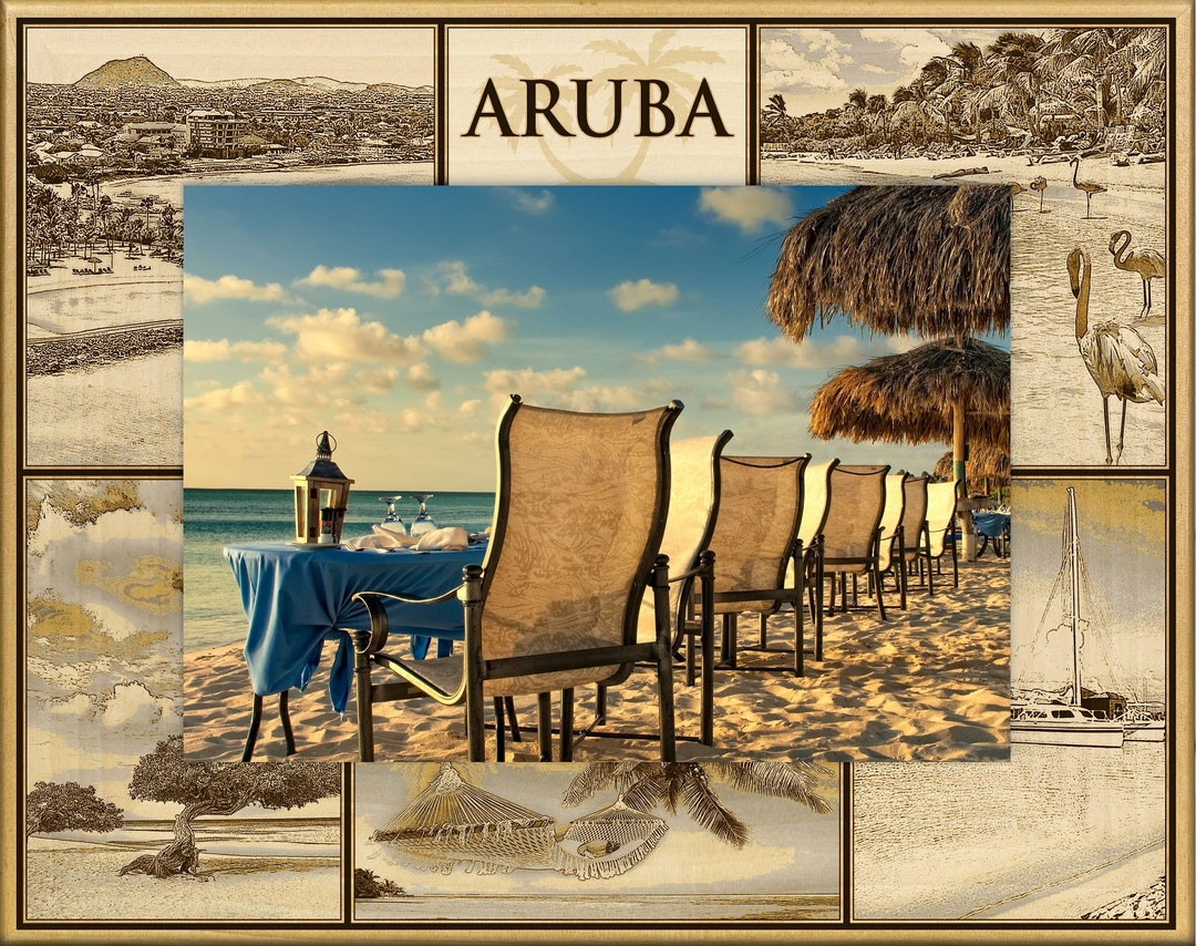 Aruba Montage Laser Engraved Wood Picture Frame - Etsy