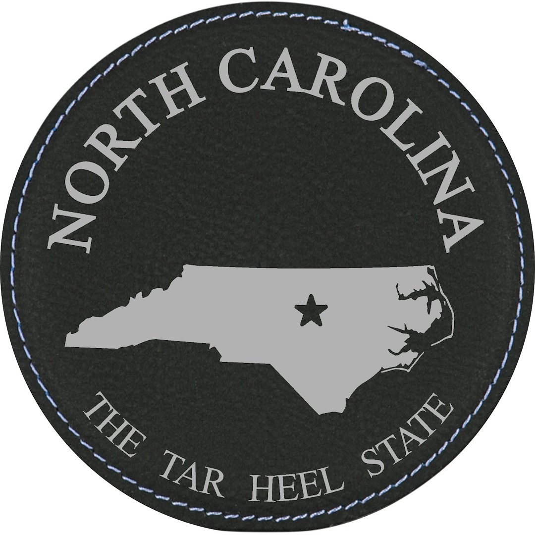 North Carolina State Outline With Motto 4" Round Leather 6-coaster Set ...