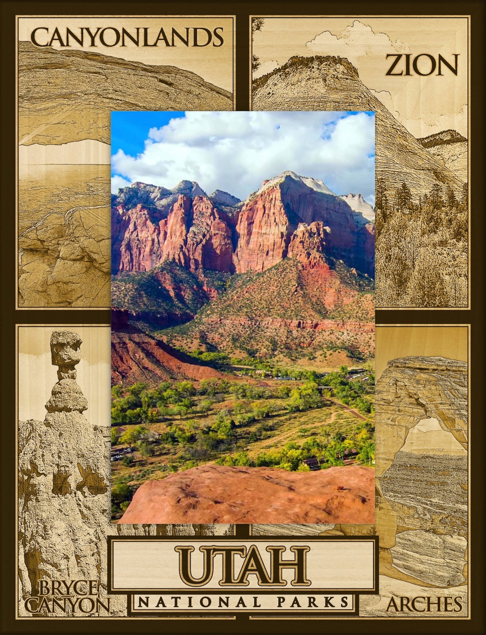 Utah National Parks Laser Engraved Wood Picture Frame - Etsy
