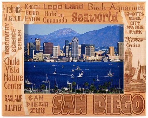 San Diego California Laser Engraved Wood Picture Frame | Etsy
