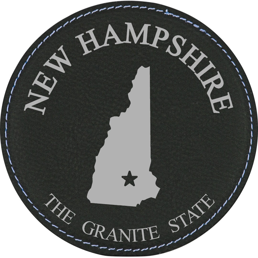 New Hampshire State Outline With Motto 4" Round Leather 6-coaster Set ...