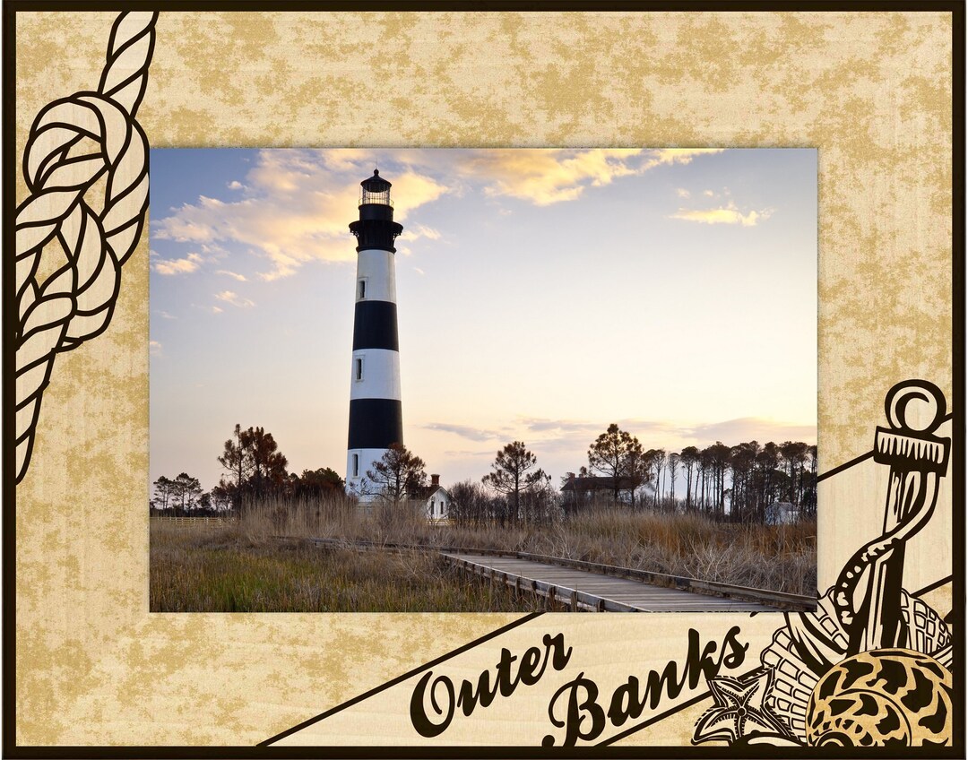 Outer Banks North Carolina With Anchor Laser Engraved Wood Picture ...