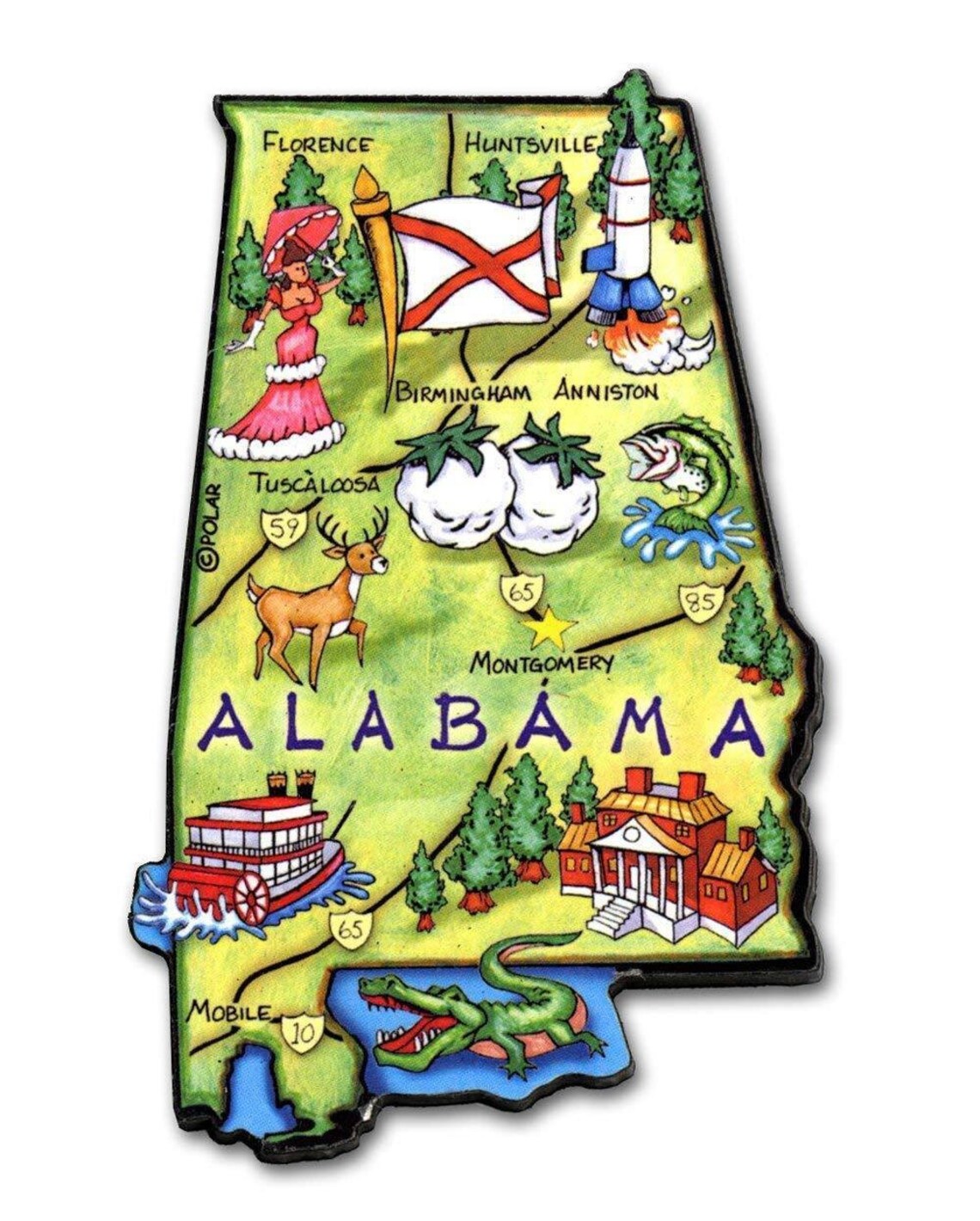 Alabama the Heart of Dixie Artwood Jumbo Fridge Magnet - Etsy
