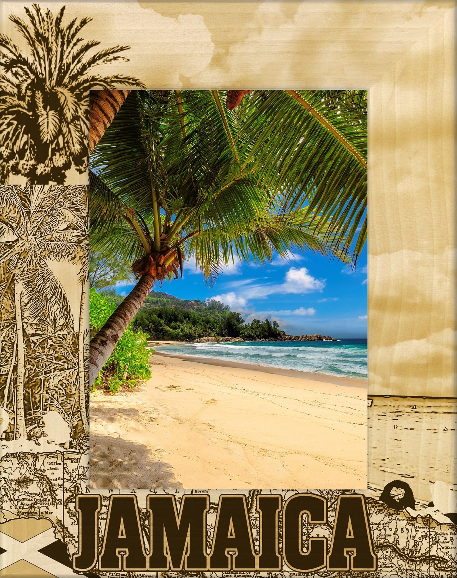 Jamaica Laser Engraved Wood Picture Frame - Etsy