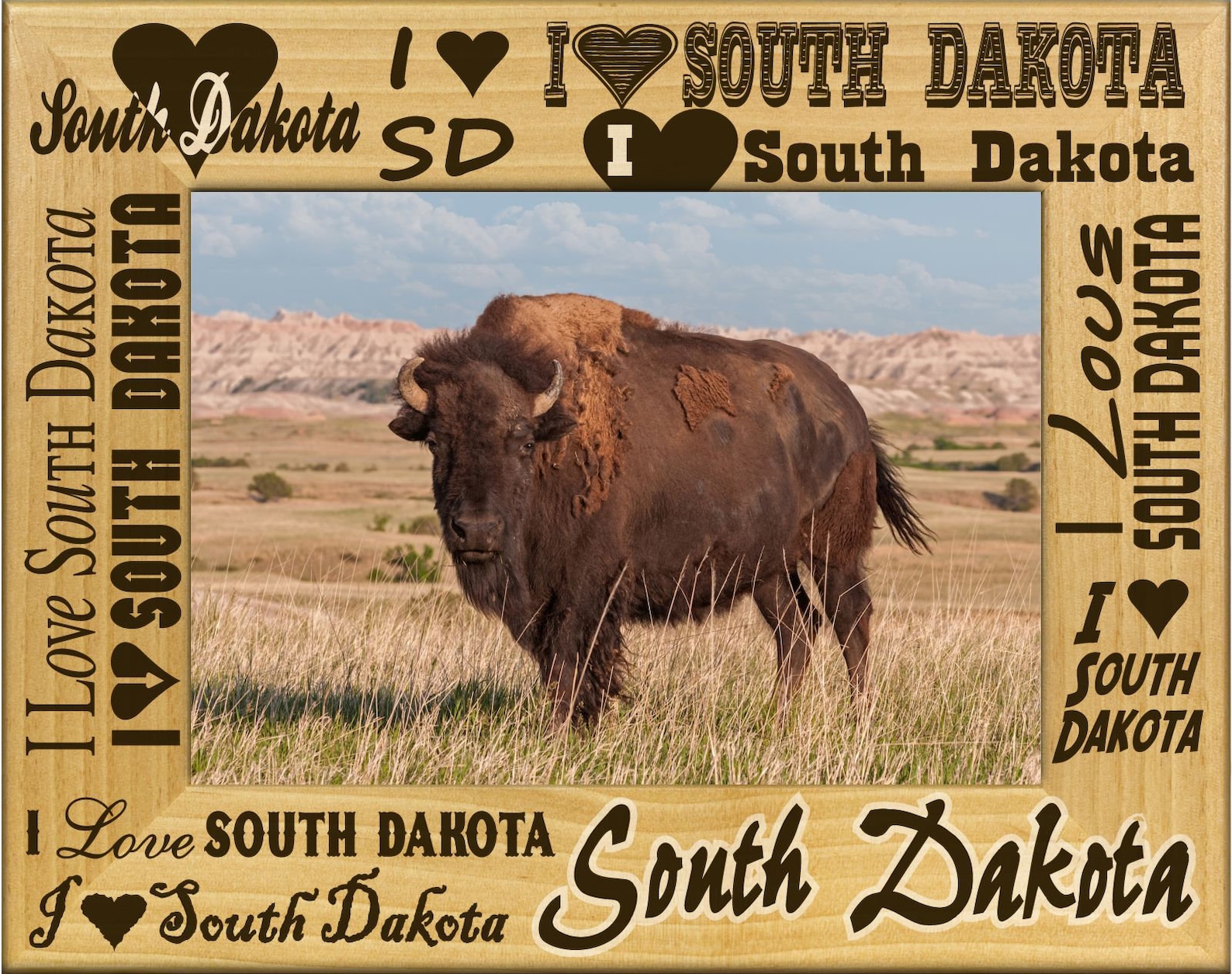 I Love South Dakota Laser Engraved Wood Picture Frame - Etsy