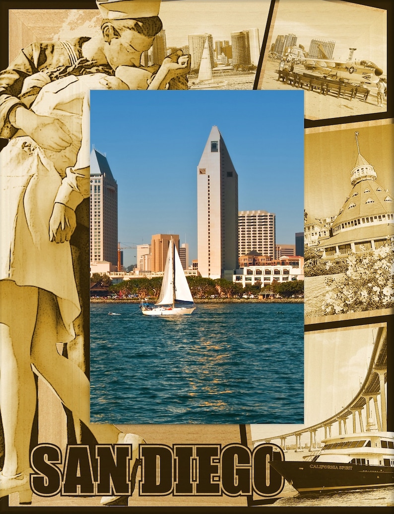 San Diego California Laser Engraved Wood Picture Frame - Etsy