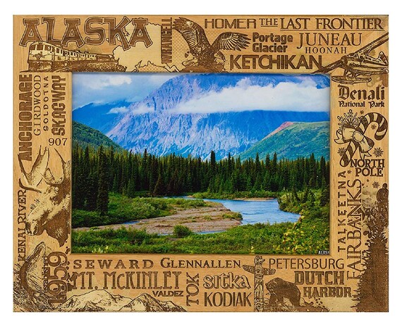 Alaska Montage Laser Engraved Wood Picture Frame - Etsy