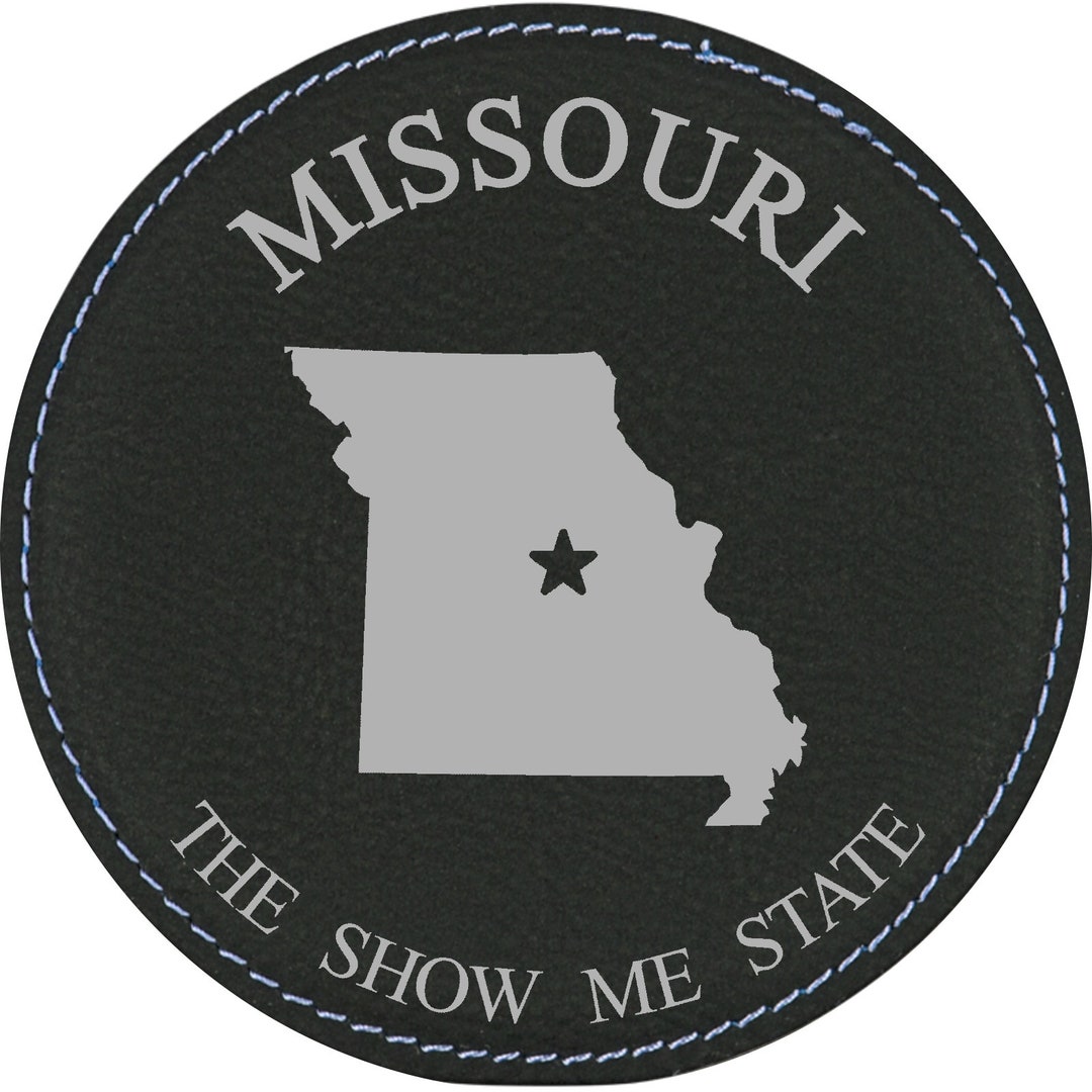 Missouri State Outline With Motto 4" Round Leather 6-coaster Set With ...