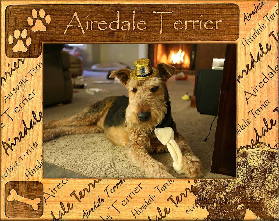 Airedale Terrier Laser Engraved Wood Picture Frame - Etsy