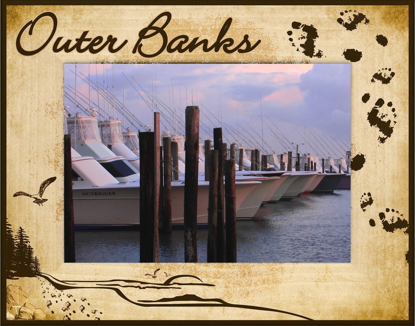 Outer Banks North Carolina Laser Engraved Wood Picture Frame - Etsy
