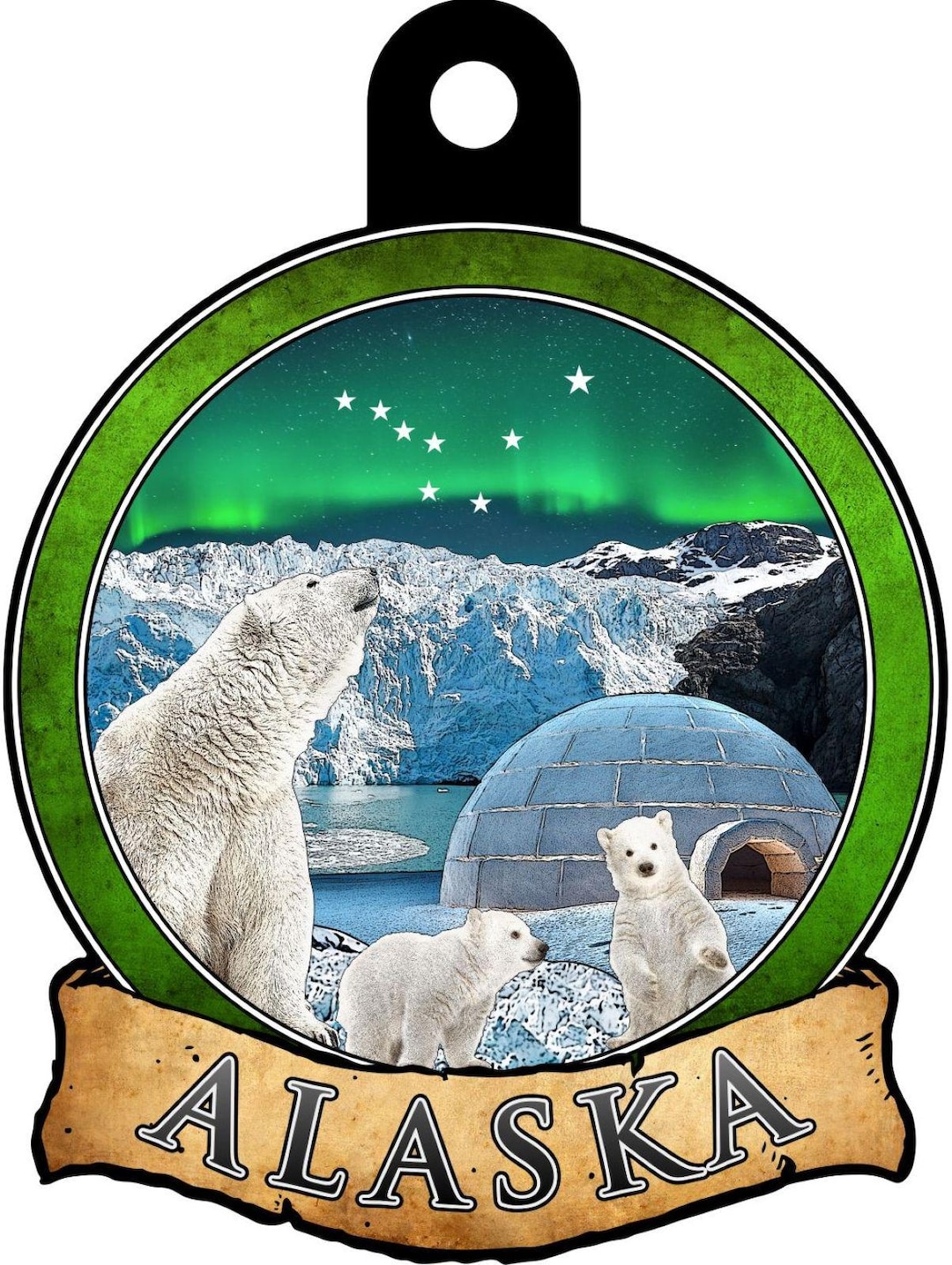 Alaska With Polar Bears Christmas Tree Ornament - Etsy