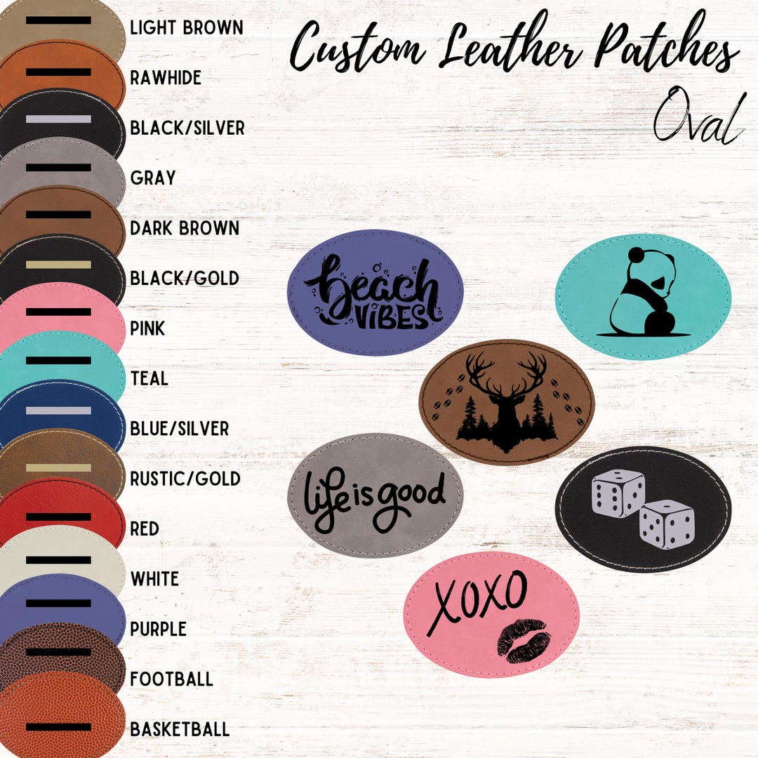 Oval Custom Laser Engraved Leatherette Patches W Adhesive Back - Etsy