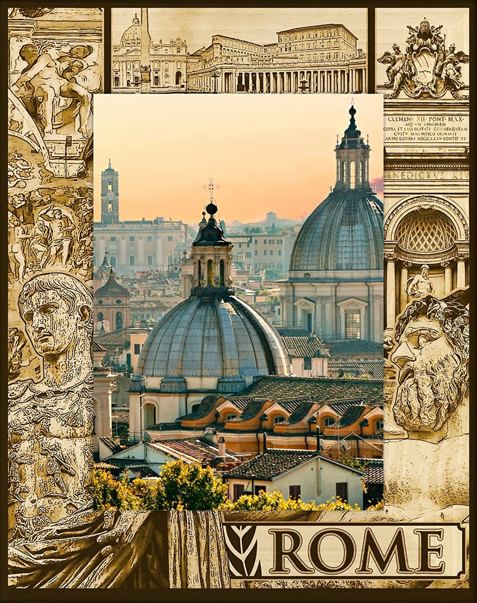 Rome Italy Laser Engraved Wood Picture Frame - Etsy