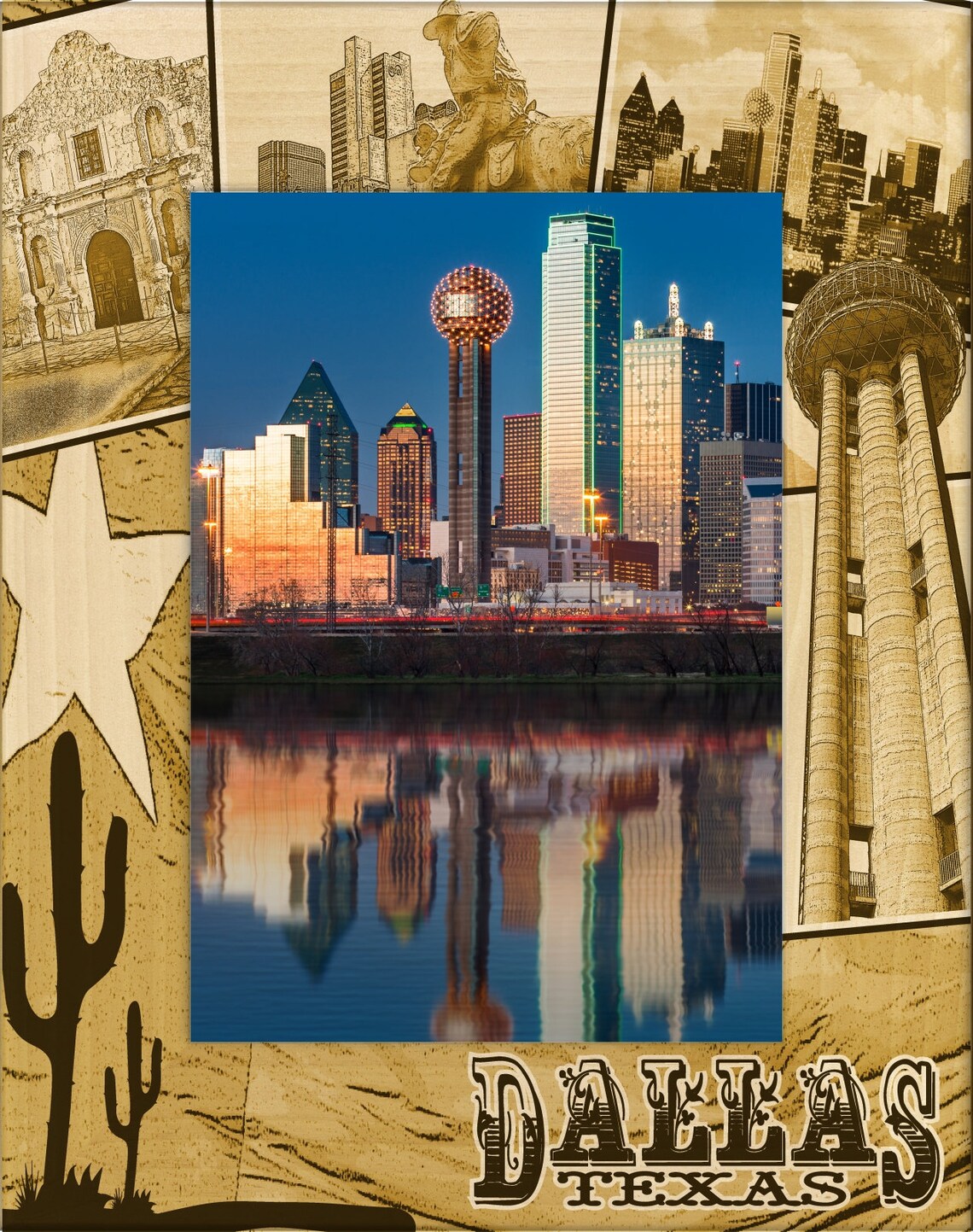 Dallas Texas Laser Engraved Wood Picture Frame - Etsy