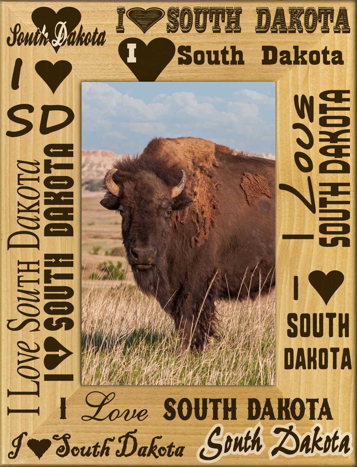 I Love South Dakota Laser Engraved Wood Picture Frame - Etsy