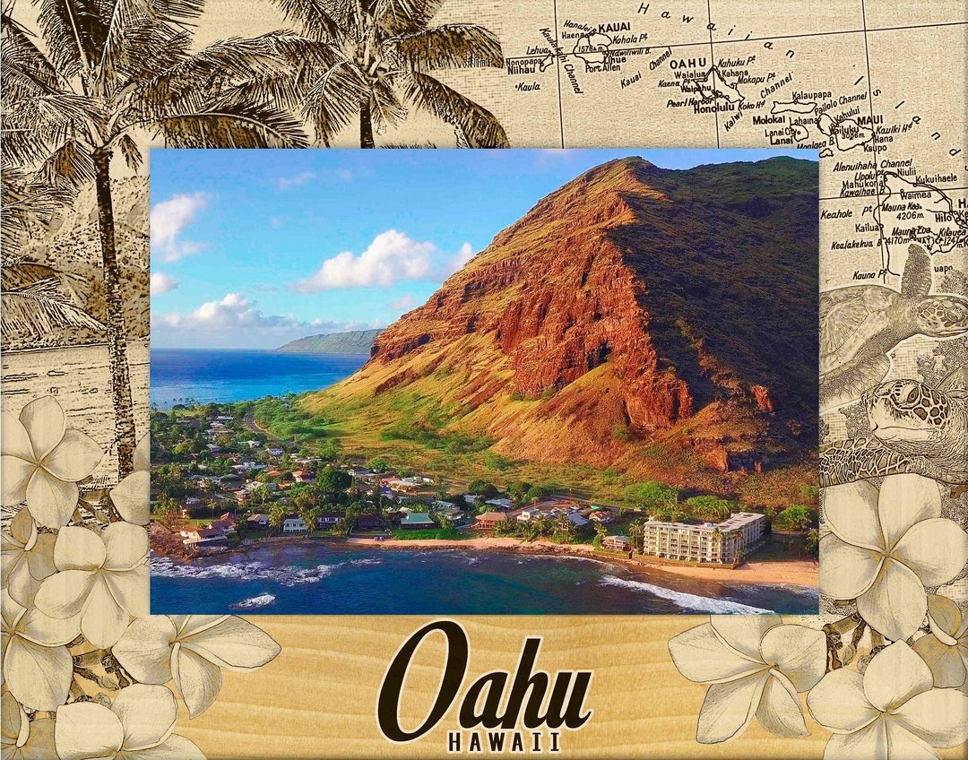 Oahu Hawaii Laser Engraved Wood Picture Frame - Etsy