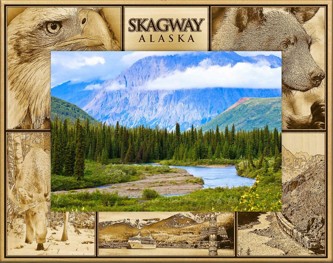 Skagway Alaska Montage Laser Engraved Wood Picture Frame - Etsy