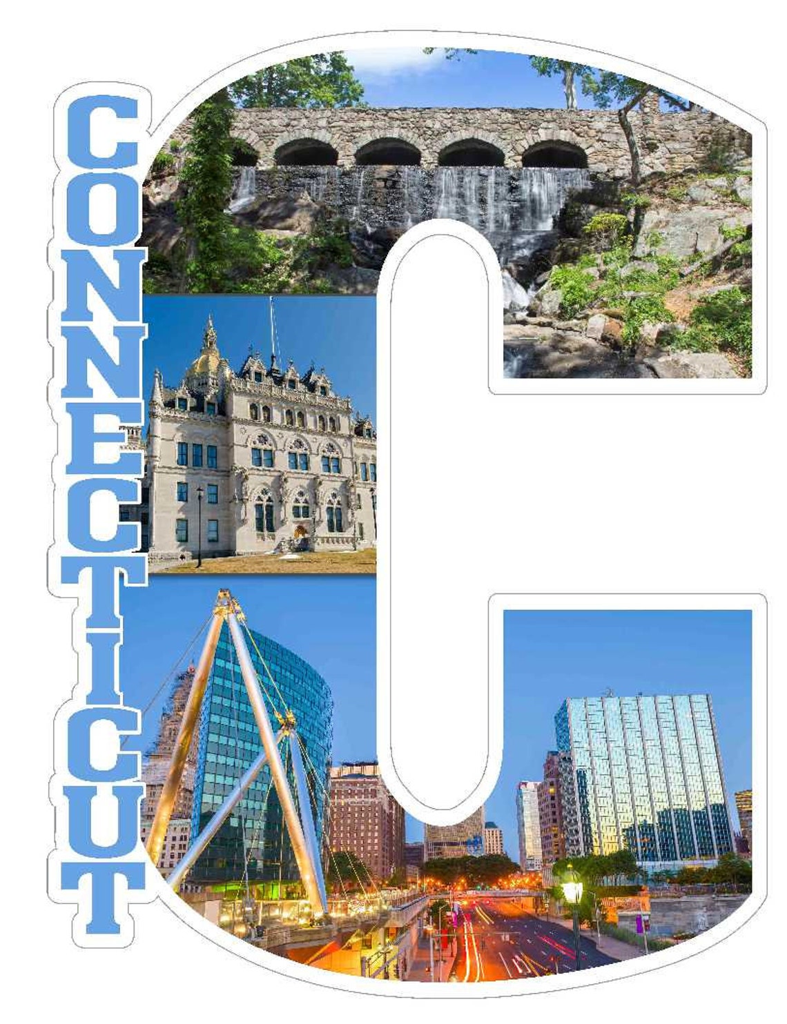 Connecticut Downtown Hartford Stone Bridge Capital C Collage Fridge ...