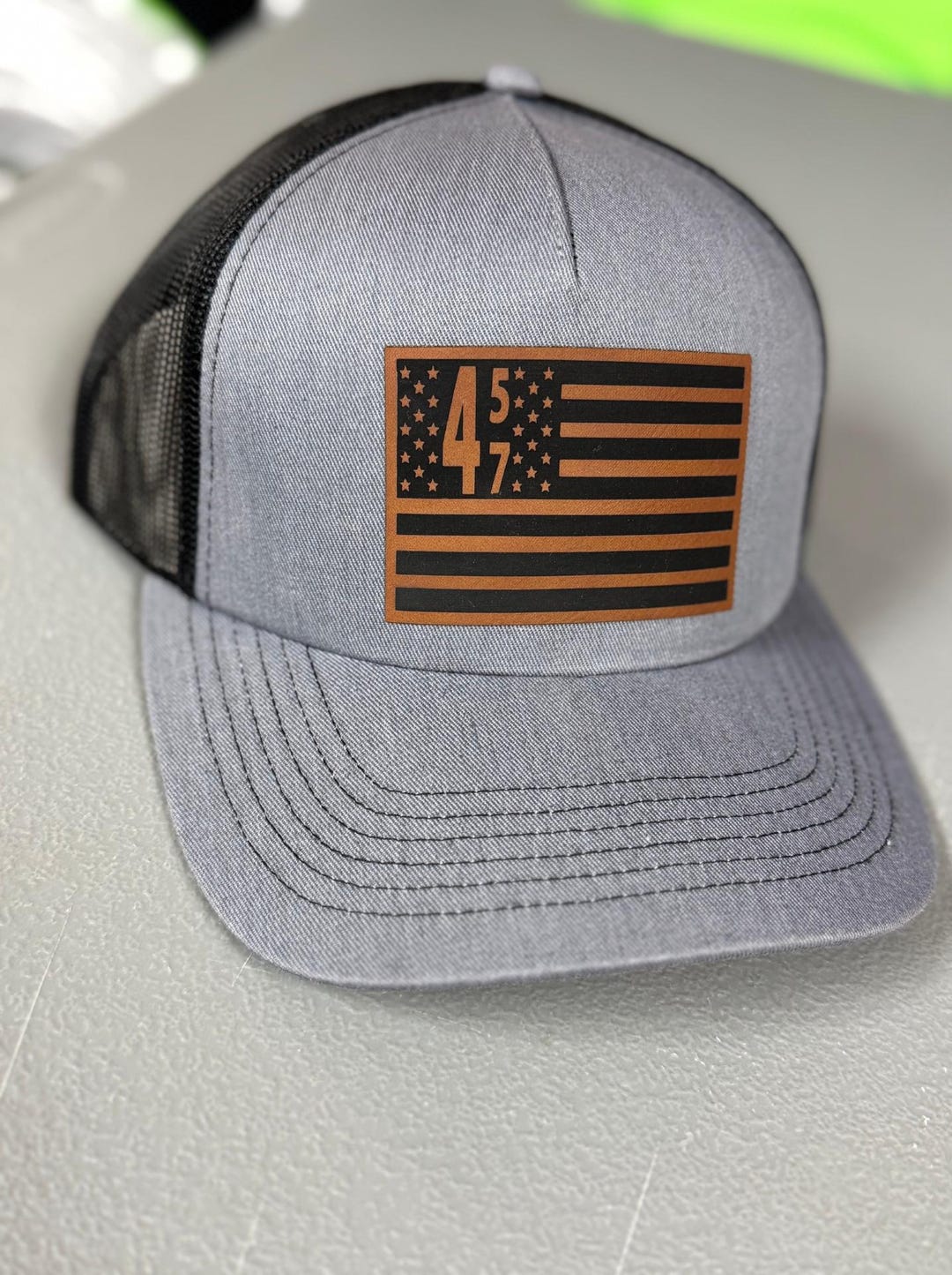 Presidential 457 American Flag Hat W Leather Patch - Etsy