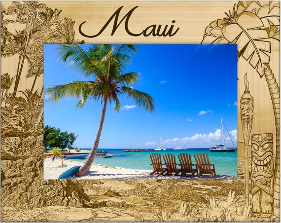 Maui Hawaii Laser Engraved Wood Picture Frame - Etsy