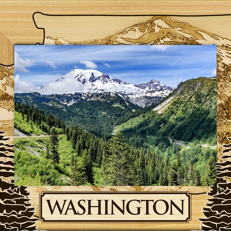 Framed Picture of State of Washington - Etsy