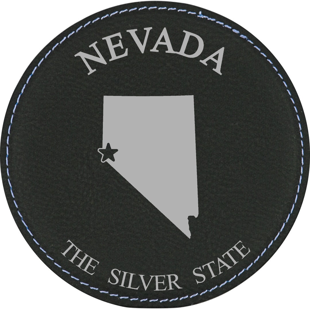 Nevada State Outline With Motto 4" Round Leather 6-coaster Set With ...
