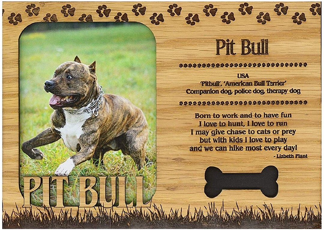 Pit Bull Engraved Wood Picture Frame Magnet - Etsy