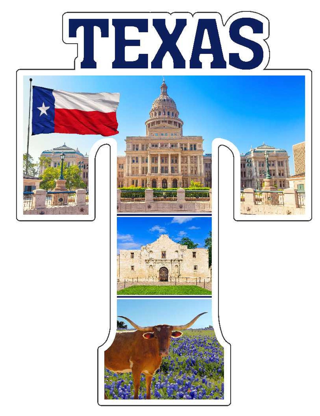 Texas Quad Capital T Collage Design Fridge Magnet - Etsy