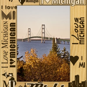 I Love Michigan Laser Engraved Wood Picture Frame - Etsy