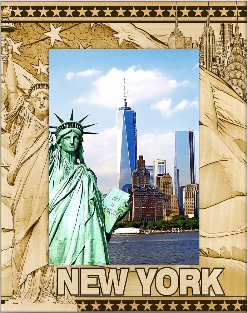 New York City Laser Engraved Wood Picture Frame - Etsy
