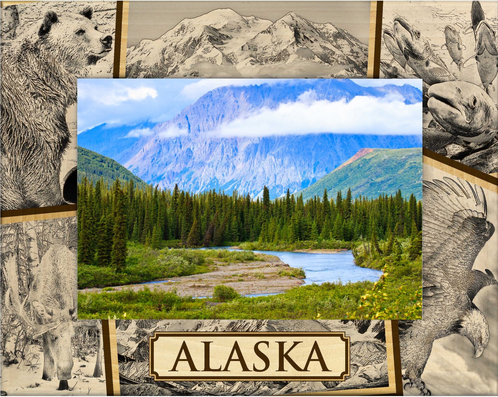 Alaska Laser Engraved Wood Picture Frame - Etsy