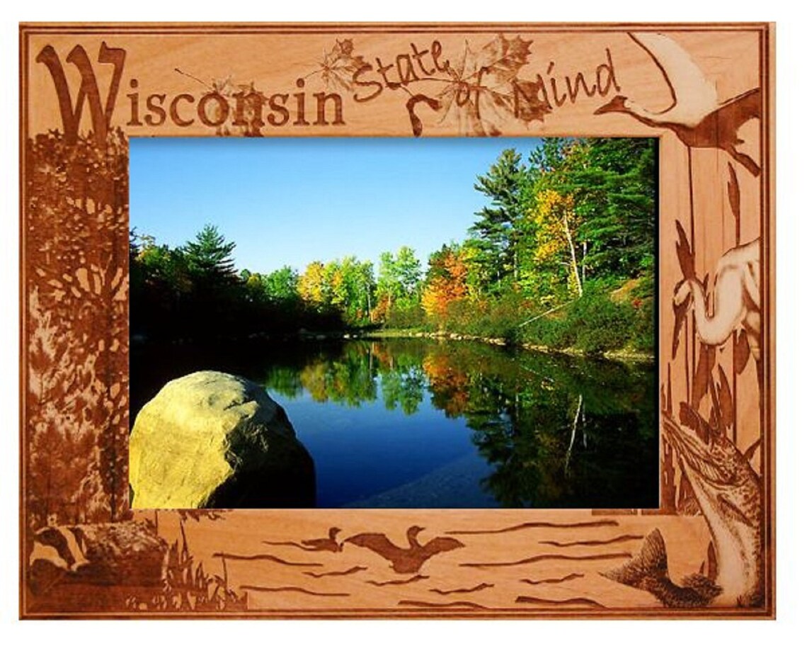 Wisconsin State of Mind Laser Engraved Wood Picture Frame | Etsy